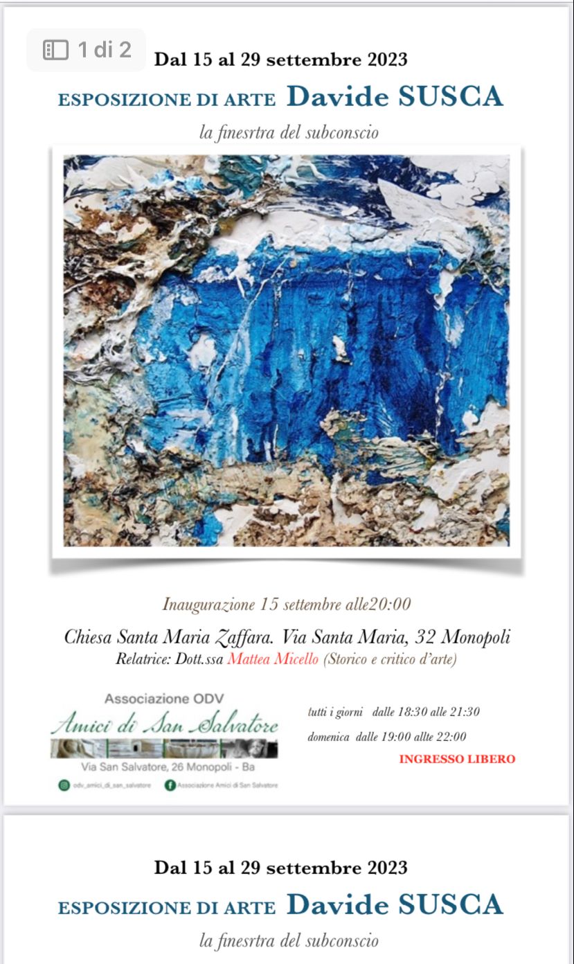 Davide Susca, "La finestra del subconscio": esposizione d'arte a Monopoli