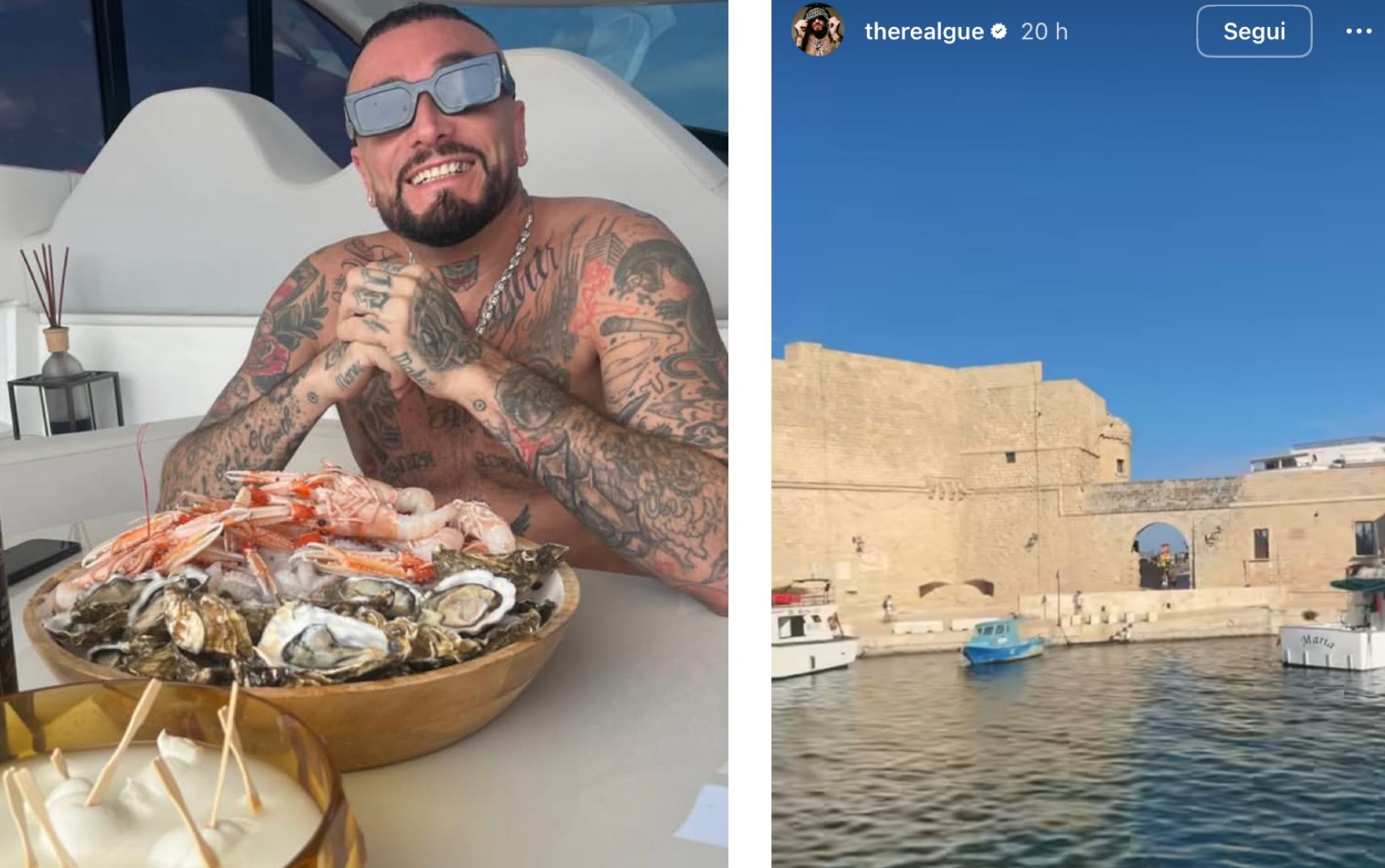 Monopoli, Gué Pequeno: per il rapper giro in yacht e scatto con vista ...